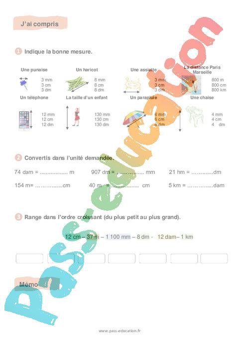 Les mesures de longueurs – CM1 – Soutien scolaire pour les élèves en ...
