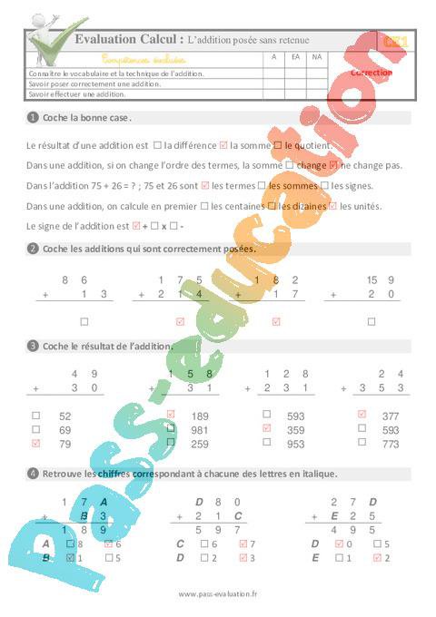 L’addition posée sans retenue au Ce1 – Evaluation: QCM – Quiz – PDF à ... L’addition posée sans retenue au Ce1 – Evaluation: QCM – Quiz – PDF à ...