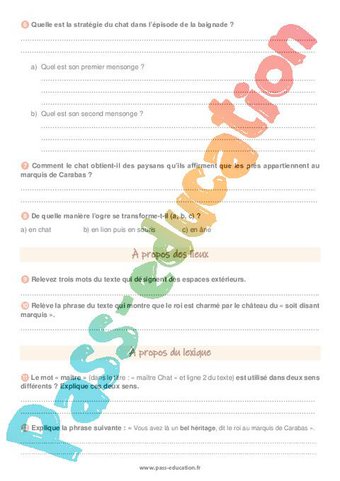 Le maître chat ou le chat botté – 6ème – Littérature – PDF à imprimer ...