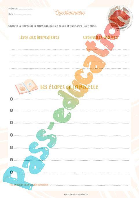 Recette galette des rois – Texte prescriptif – Cycle 2 – Cycle 3 – PDF ...