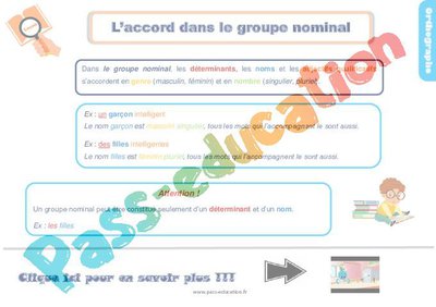 L’accord dans le groupe nominal au Ce1 – Leçon, trace écrite – PDF ...