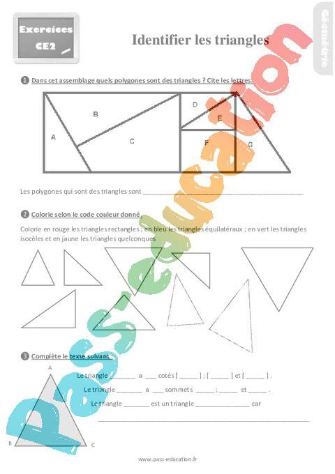Identifier les triangles au Ce2 – Exercices, révisions – Cycle 2 – PDF ...