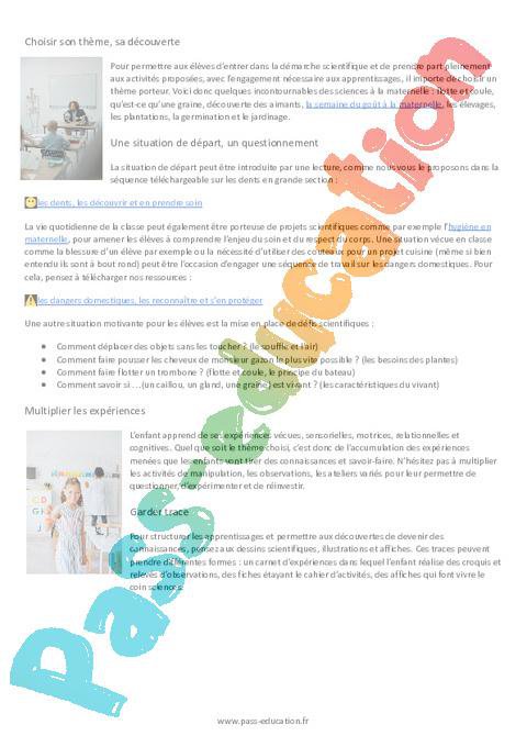 Un projet en science cycle 1 : comment le concevoir par Pass-education ...