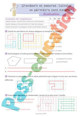 Calculer un périmètre (sans mesure) – Évaluation de grandeurs et ...