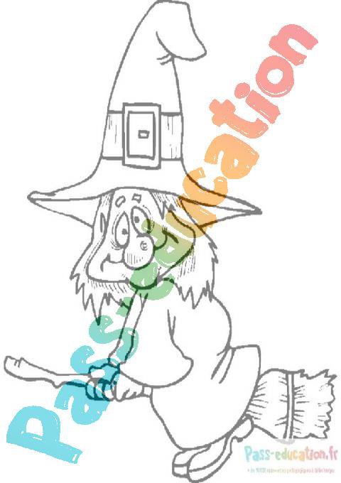 Coloriage gratuit : Sorcière – PDF à imprimer par Pass-education.fr ...
