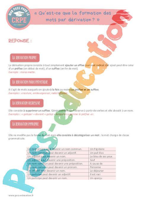 la formation des mots crpe