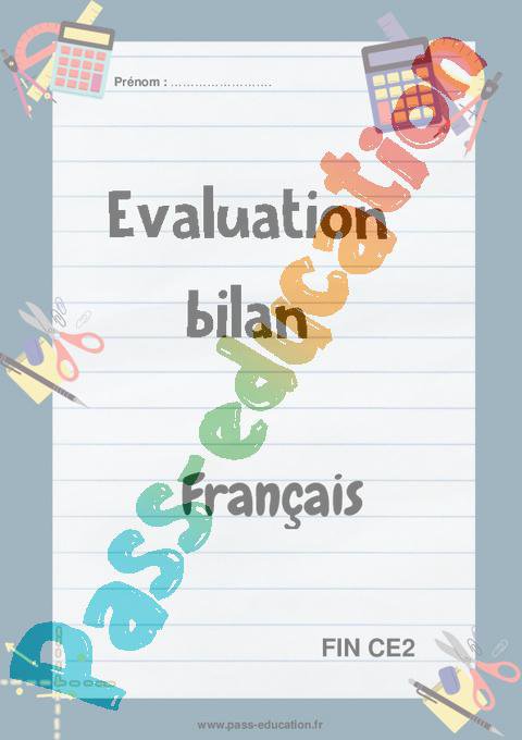 Français – Ce2 – Évaluation, bilan de fin d’année – Cycle 2 – PDF à ...