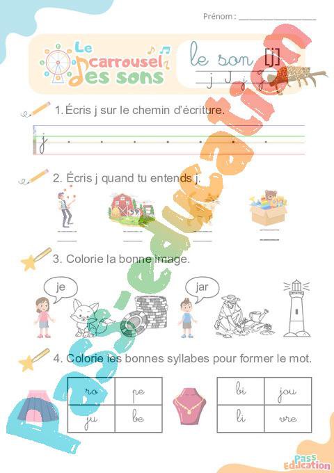 Le son [j] – GS – CP – Phonologie – Lecture – Le carrousel des sons ...