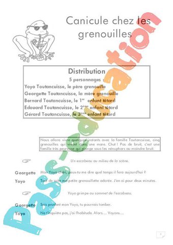 Canicule chez les grenouilles – Pièce de Théâtre – CE2 – CM1- CM2 ...