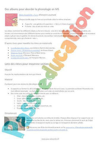 Rimes moyenne section : pistes pour des séances réussies par Pass ...