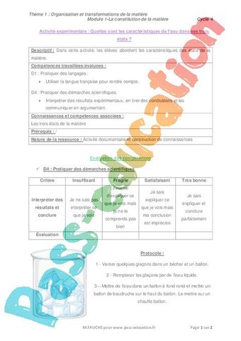 Les états de la matière – 5ème – Séquence complète par Pass-education ...