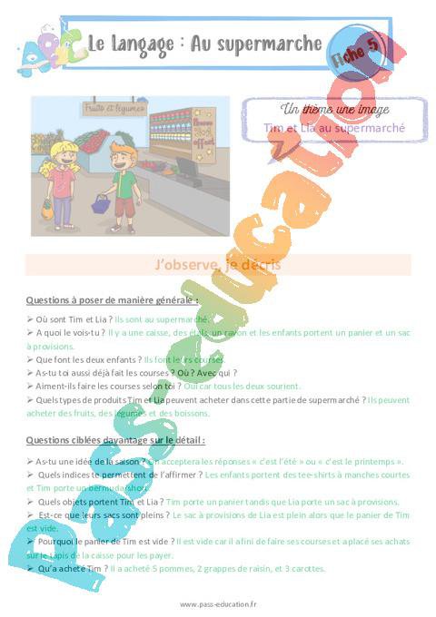 Au supermarché – MS – GS – Langage – Expression orale – EMC – PDF à ...