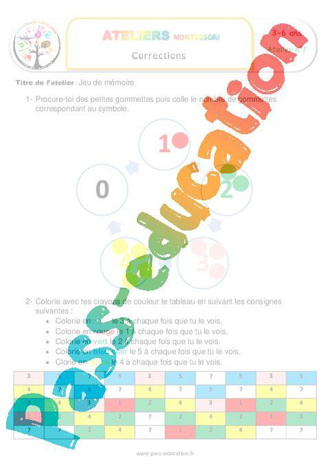 Jeu de mémoire – Quantité correspondante au chiffre écrit – PDF à ...