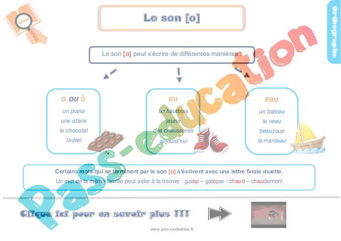Le son [o] au Ce1 bilan avec le corrigé – Cycle 2 – PDF à imprimer par ...
