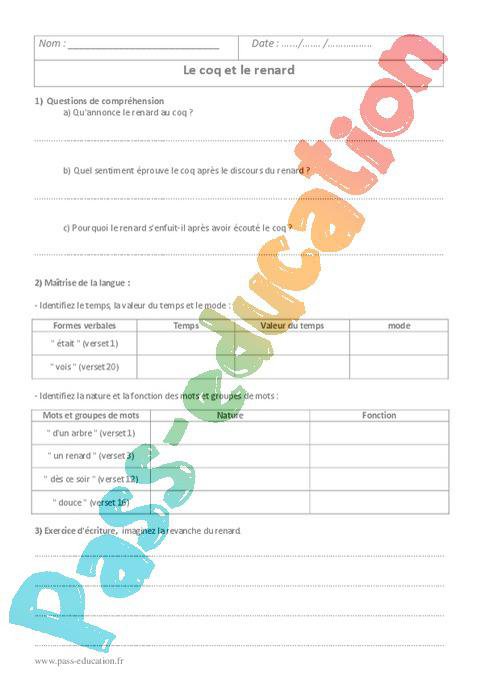 Le coq et le renard – 6ème – Lecture – Fable – Récit par Pass-education ...