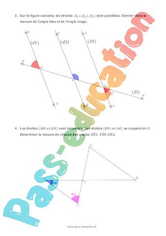 Calculer un angle – 5ème – Exercices avec les corrections – PDF à imprimer par Pass-education.fr ...