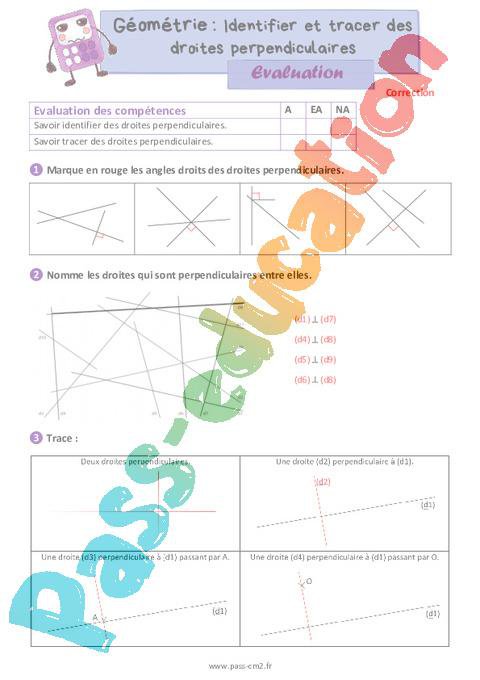 Identifier et tracer des droites perpendiculaires – Évaluation de ...