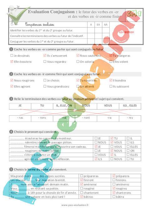 Le futur des verbes en -er et des verbes en -ir comme finir au Cm1 ...