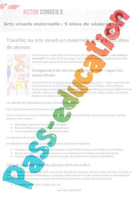 Arts visuels maternelle : 5 idées de séances par Pass-education.fr ...