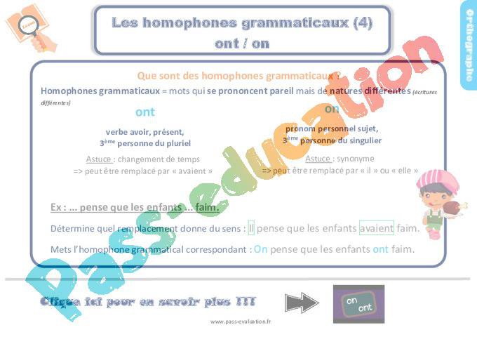 Bilan sur les homophones grammaticaux ont / on au Ce2 – Evaluation avec ...