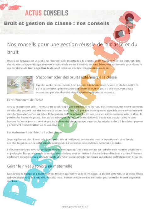Bruit et gestion de classe : nos conseils par Pass-education.fr ...