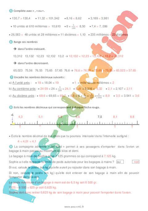 Les nombres décimaux (révision) – Exercices de numération pour le cm1 ...