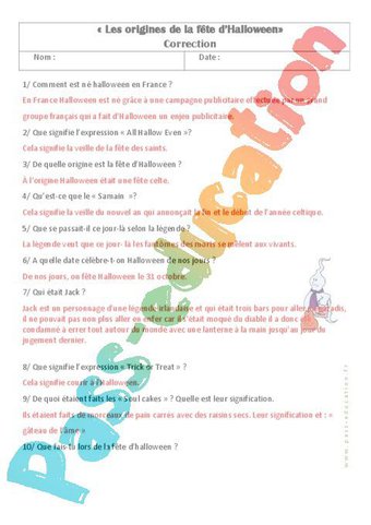 Halloween: Les origines – Lecture compréhension – Cycle 3 – Ce2 – Cm1 ...