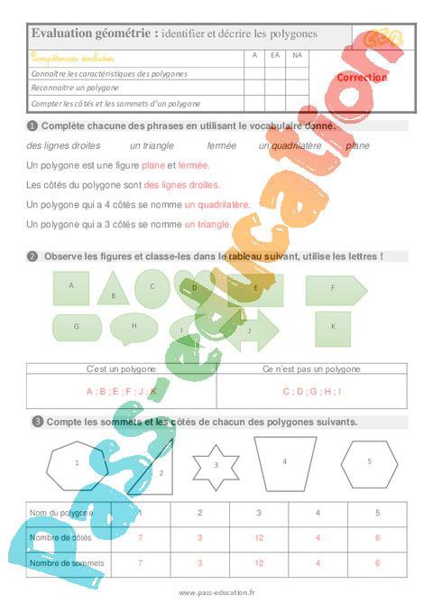 Identifier et décrire les polygones au Ce2 – Évaluation, bilan – Cycle ...
