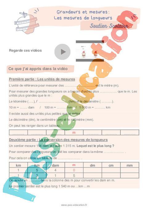 Les mesures de longueurs – CM1 – Soutien scolaire pour les élèves en ...