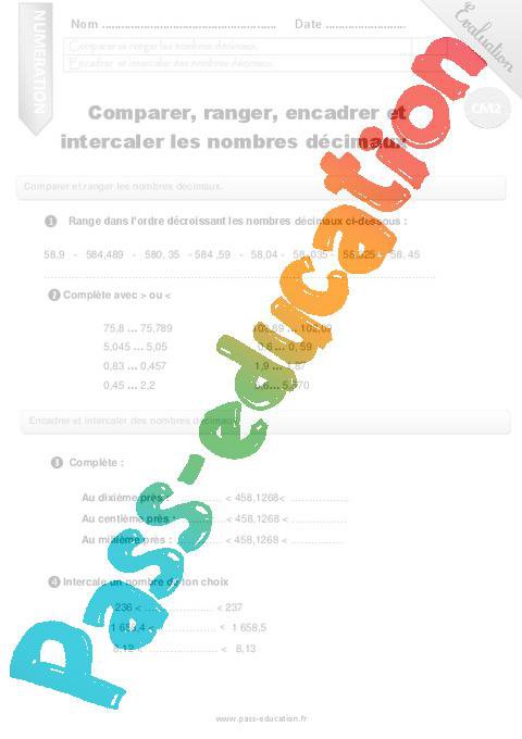 encadrer des nombres décimaux