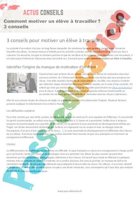 Comment motiver un élève à travailler ? 3 conseils par Pass-education ...