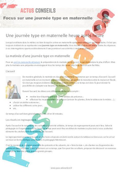 Focus sur une journée type en maternelle par Pass-education.fr ...