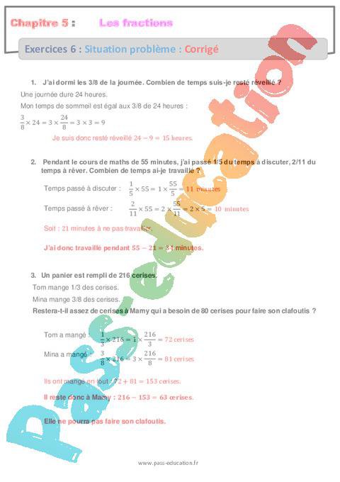 Situations problèmes – 6ème – Séquence complète – Les fractions – Cycle ...