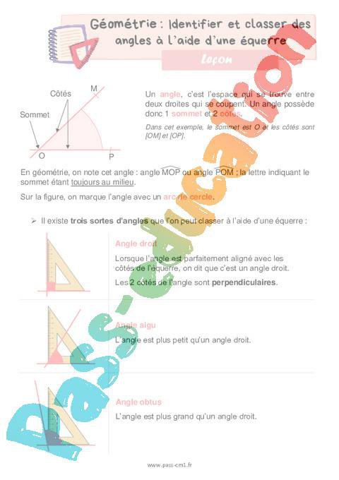 Identifier et classer des angles à l’aide d’une équerre – Leçon de ...