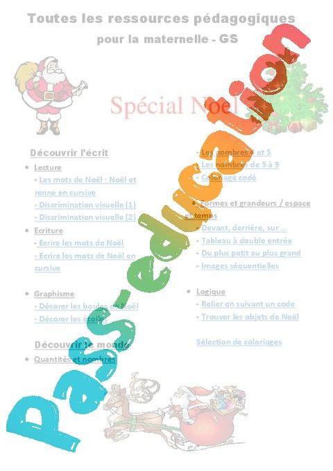Noël – Dossier – Grande section – GS – Maternelle – PDF à imprimer par ...