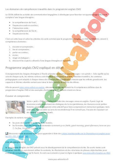 Le programme anglais CM2 expliqué aux parents par Pass-education.fr ...