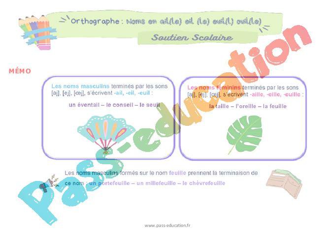 Les mots en ail(le) eil(le) euil(le) ouil(le) – Ce1 – Soutien scolaire ...
