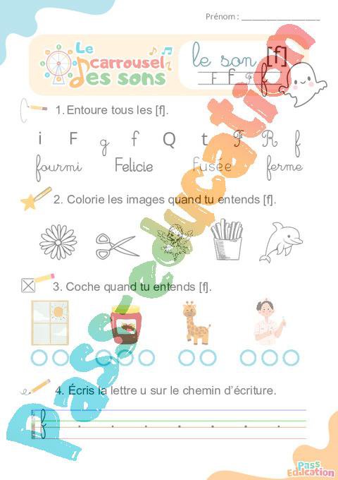 Le son [f] – GS – CP – Phonologie – Lecture – Le carrousel des sons par ...