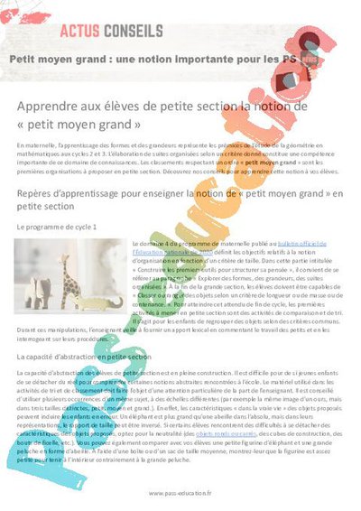 Petit moyen grand : une notion importante pour les PS par Pass ...