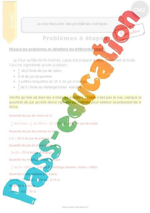Comment résoudre des problèmes à étapes – CM2 – Exercices – PDF à ...