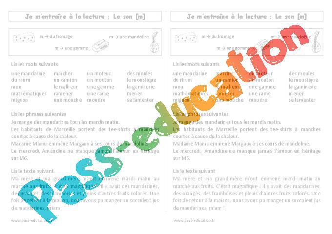 Fiche de lecture – Son m – Ce1– Cycle 2 – Etude des sons – PDF à ...