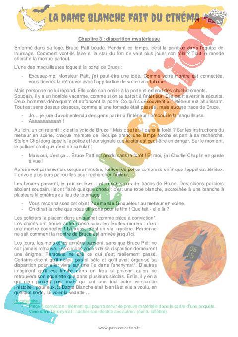 La Dame Blanche fait du cinéma – Cm1 – Cm2 – Récit – Lecture à télécharger – Cycle 3 – PDF à ...