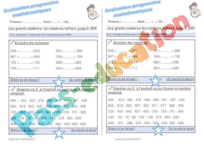 Encadrer / intercaler les nombres jusqu’à 999 au Ce1 – Evaluation ...
