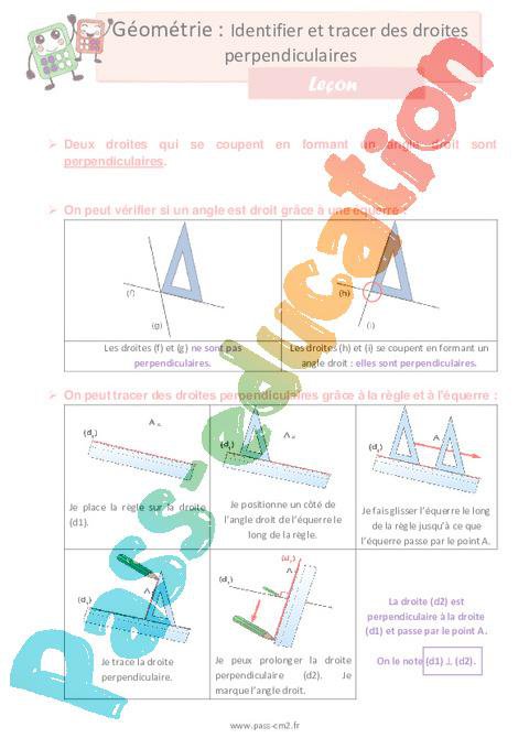 Identifier et tracer des droites perpendiculaires – Leçon de géométrie ...