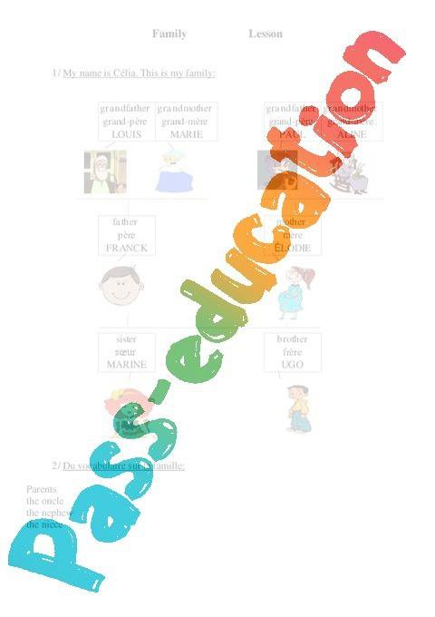 Famille – Family – Ce2 – Cm1 – Cm2 – Leçon – Anglais – Cycle 3 – PDF à ...