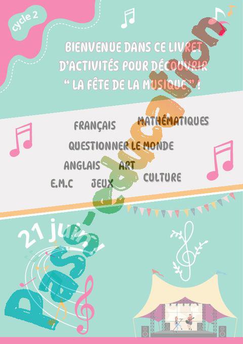 Fête de la musique 21 juin 2025 – CE1 – CE2 – Fichier d’activités ...