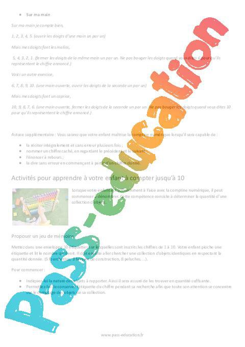 Activités pour compter jusqu’à 10 avec son enfant par Pass-education.fr ...