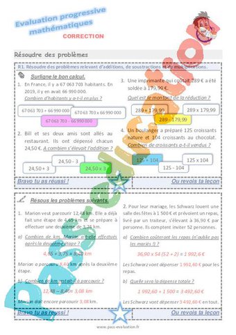 Résoudre des problèmes relevant d’additions, de soustractions et de ...