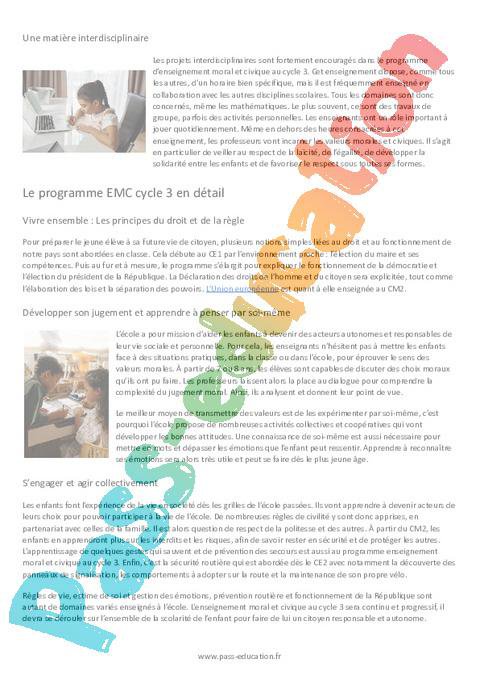 Zoom sur le programme enseignement moral et civique cycle 3 par Pass-education.fr - jenseigne.fr