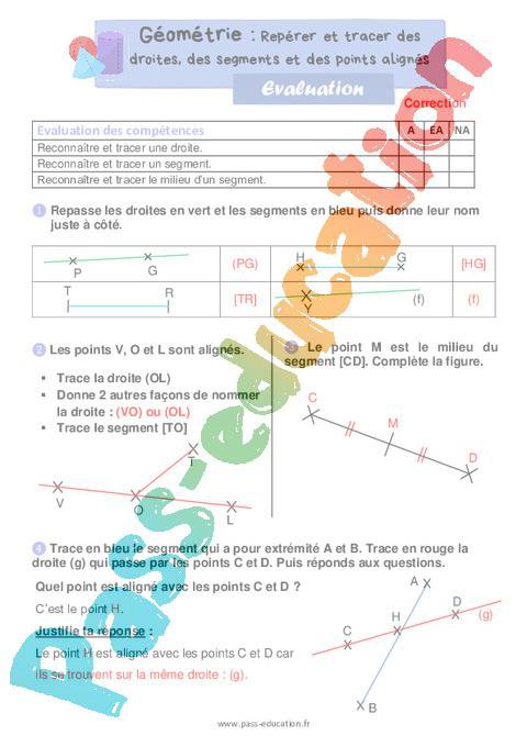 Repérer et tracer des droites, des segments et des points alignés ...